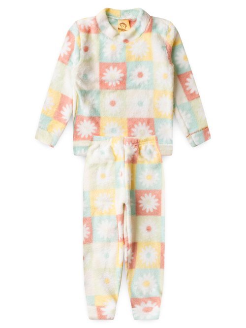 Conjunto Fleece Bebê Flor Candy Color